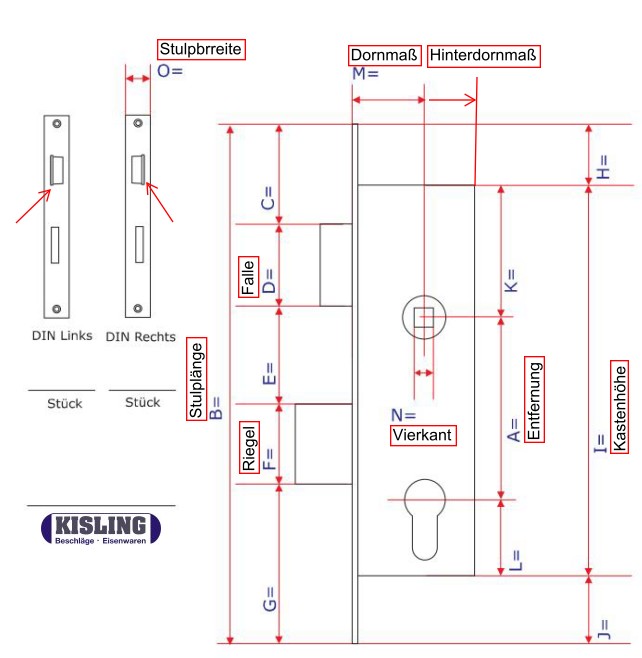 Haustürschloss 40 45 50 55 65 70 80 90 100 mm Dorn 92 PZ Schloss Stulp ...